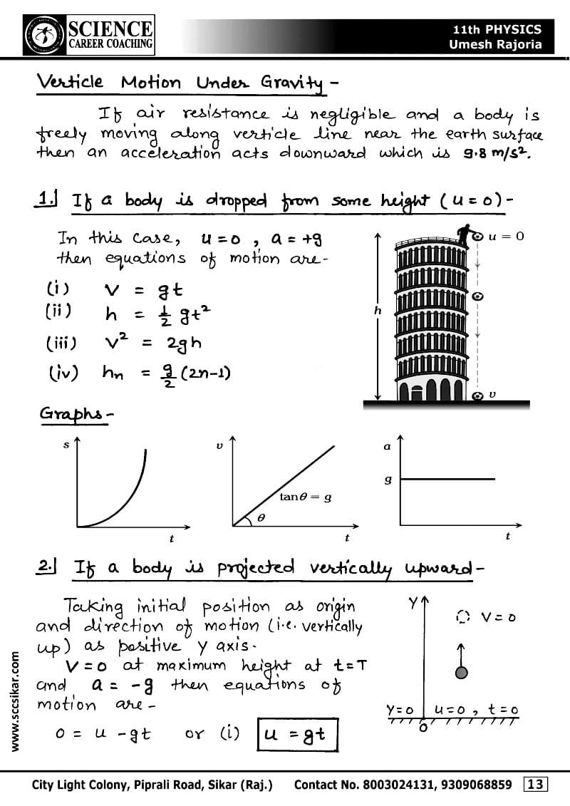 Physics Notes | class 11 | NCERT syllabus – SCIENCE CAREER COACHING