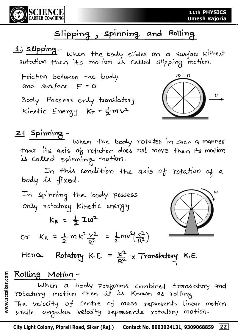 Physics Notes | class 11 | NCERT syllabus – SCIENCE CAREER COACHING
