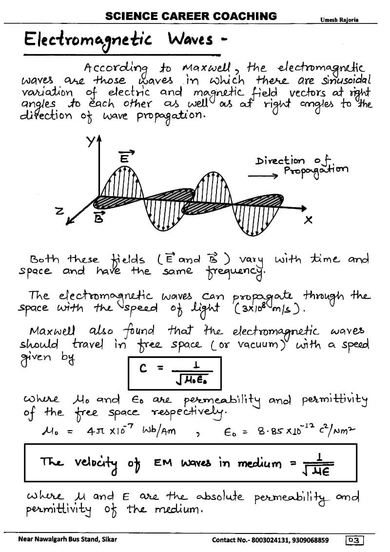 Physics Notes | class 12 | NCERT syllabus – SCIENCE CAREER COACHING